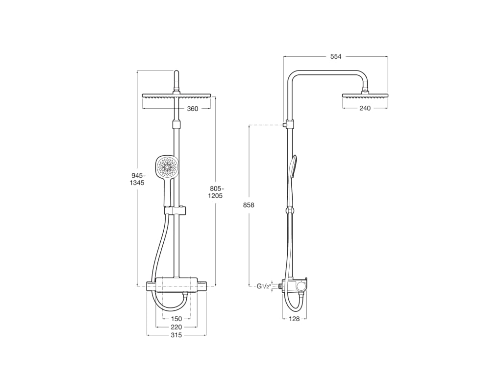 Nabina Ceramic | Shower Column Chrome Deck